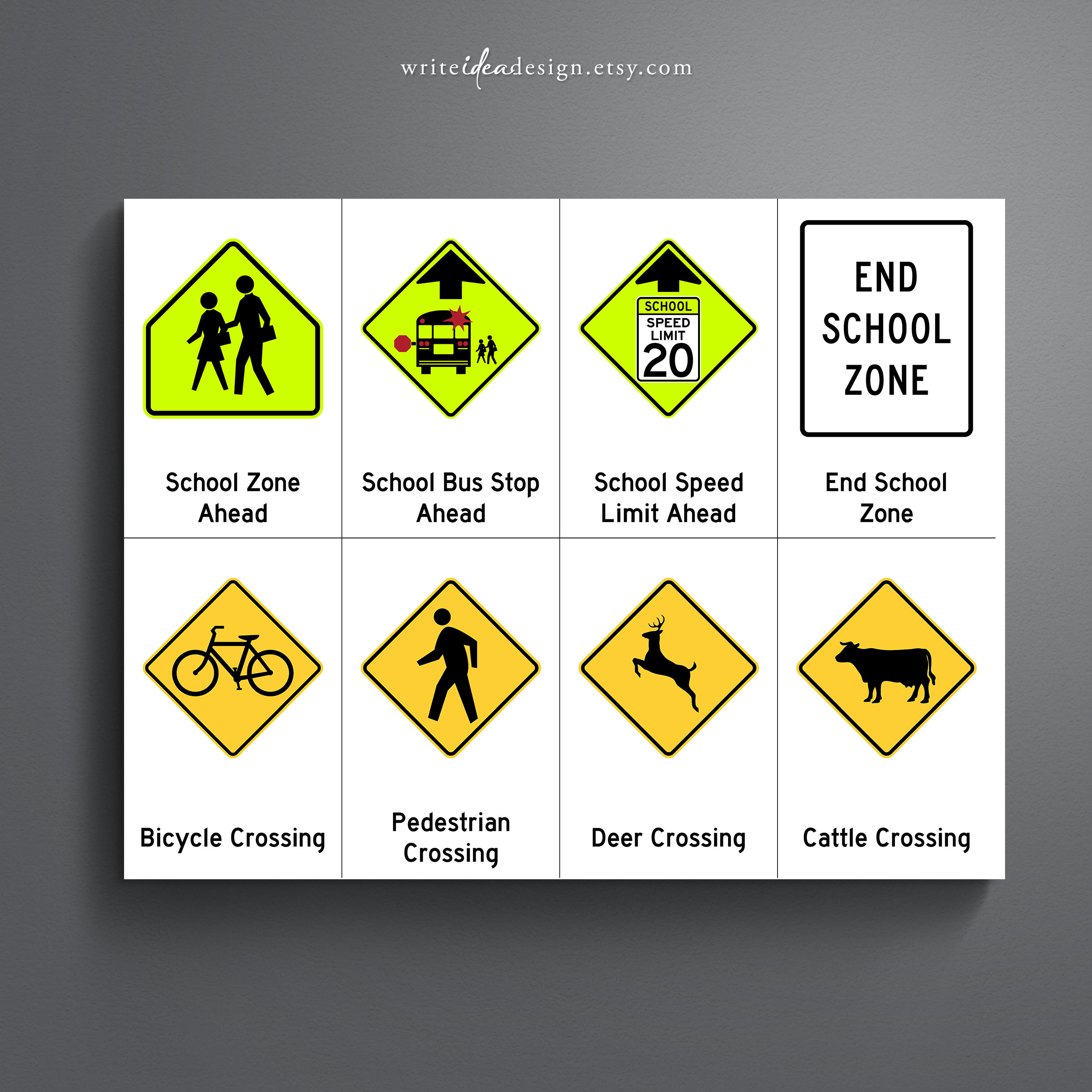 Printable Road Sign Flash Cards: Driver's Ed (PDF) - Etsy Australia