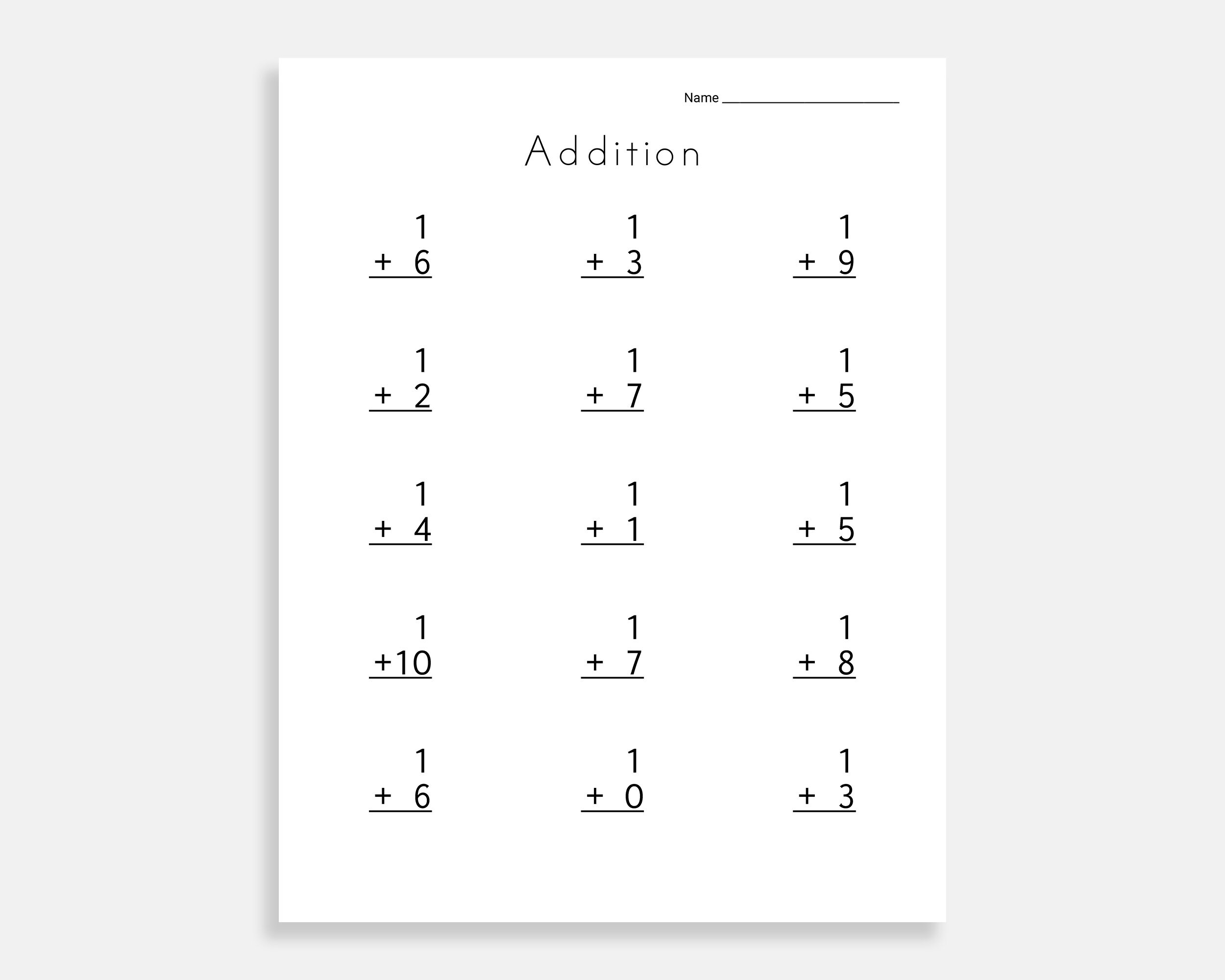 Addition Worksheets for 1-10. Math Worksheets. Preschool Math. - Etsy