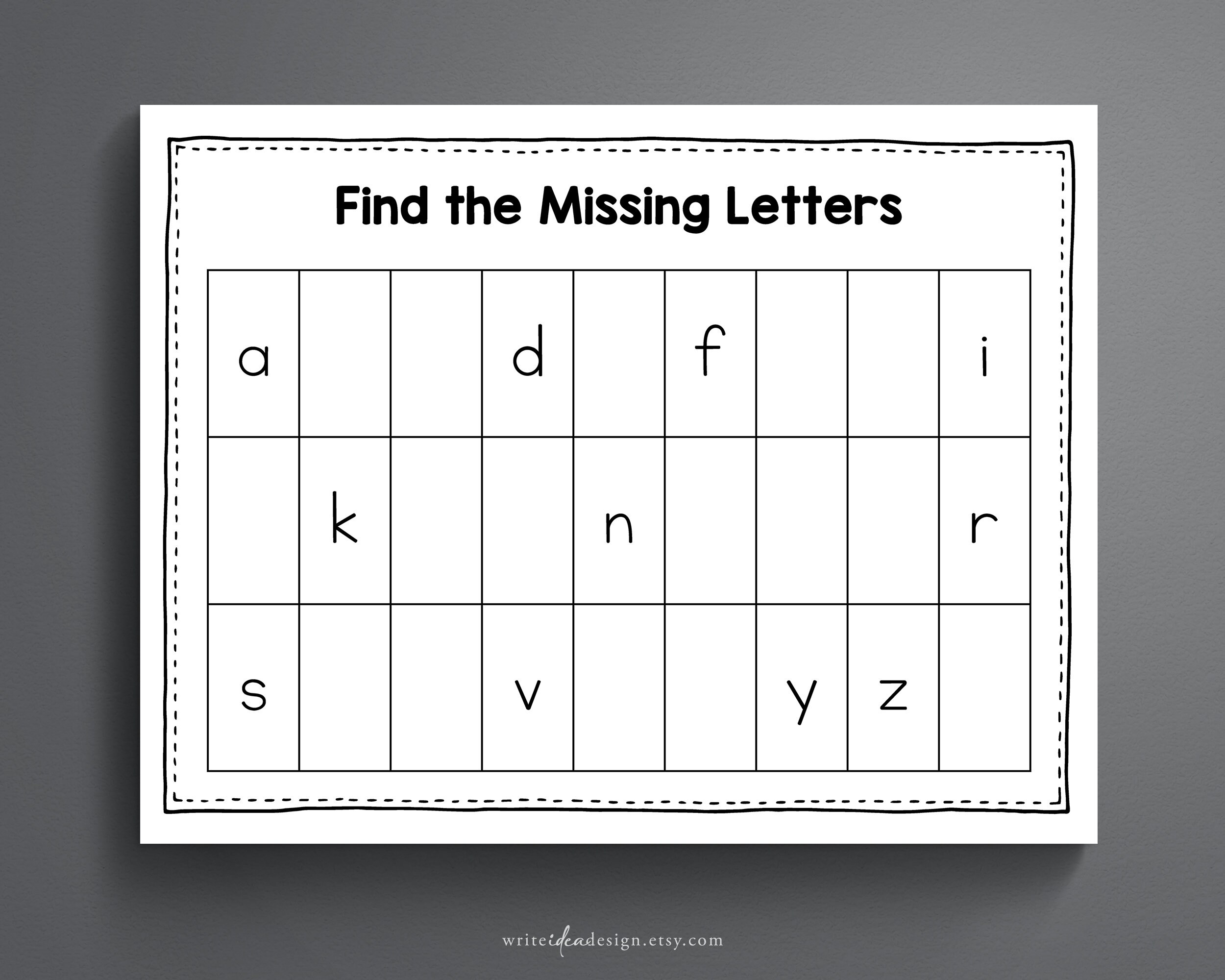 Learn the Alphabet Worksheet. Find the Missing Letter - Etsy