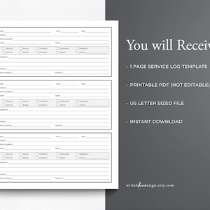 Service Call Log. Printable Service Tracker. Maintenance Call Tracker ...