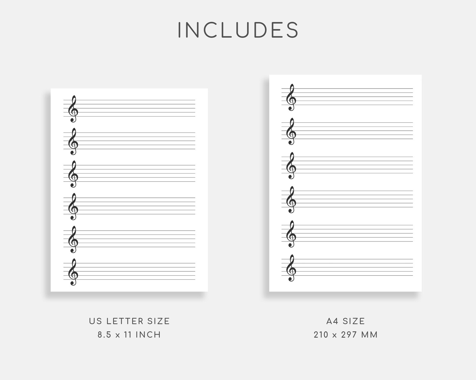 Kids Printable Treble Clef Sheet Music for Letter/a4. Blank - Etsy