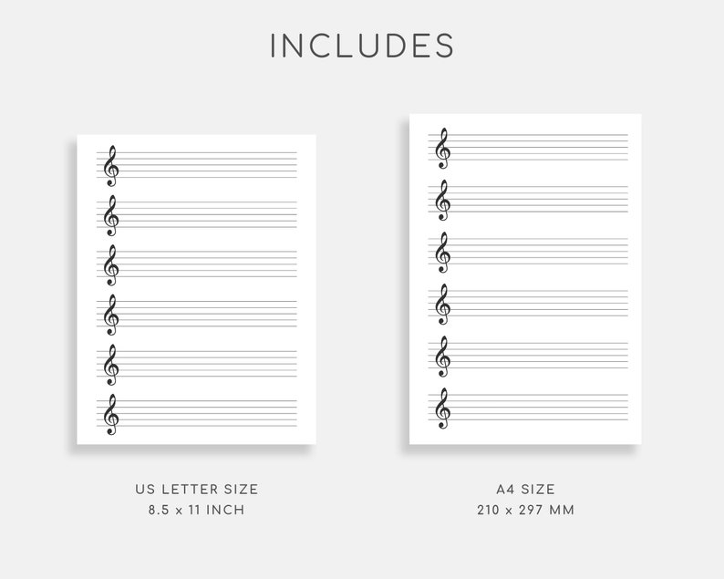 Kids Printable Treble Clef Sheet Music for Letter/a4. Blank - Etsy