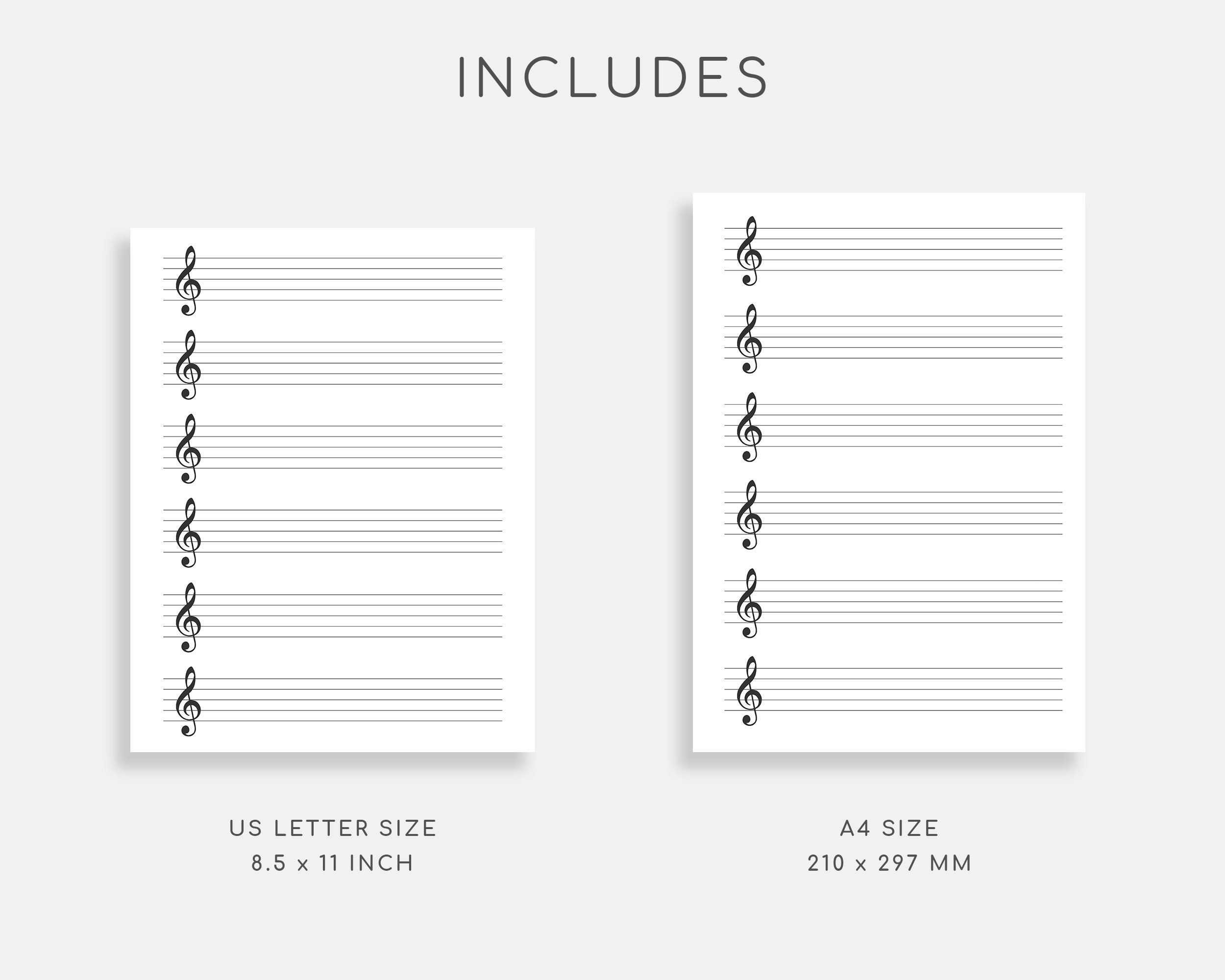 Kids Printable Treble Clef Sheet Music for Letter/a4. Blank - Etsy