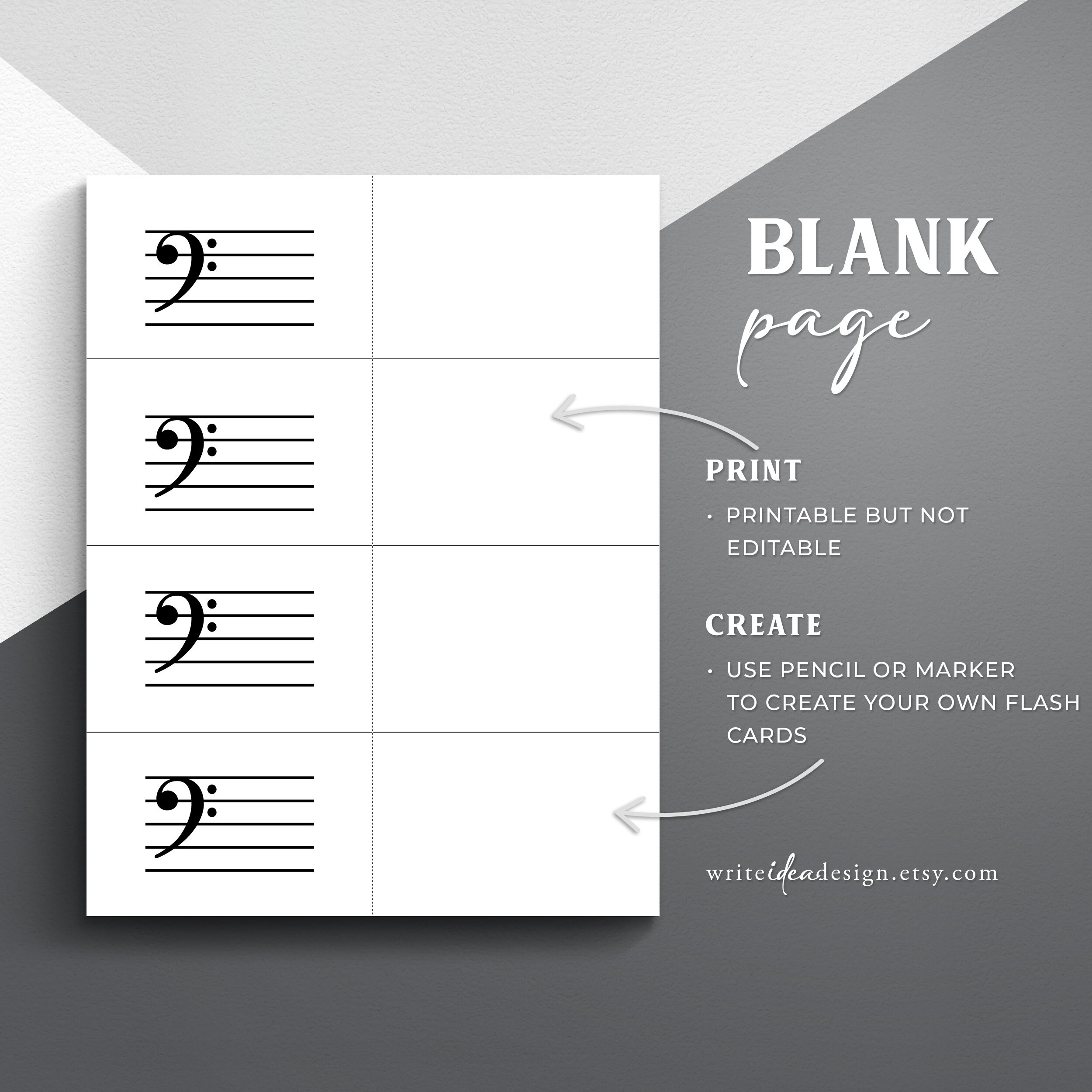 Printable Music Note Flash Cards. Bass Clef. Learning to Read Music ...