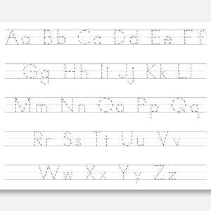 Alphabet Tracing Worksheet. Printable Trace the Alphabet. - Etsy