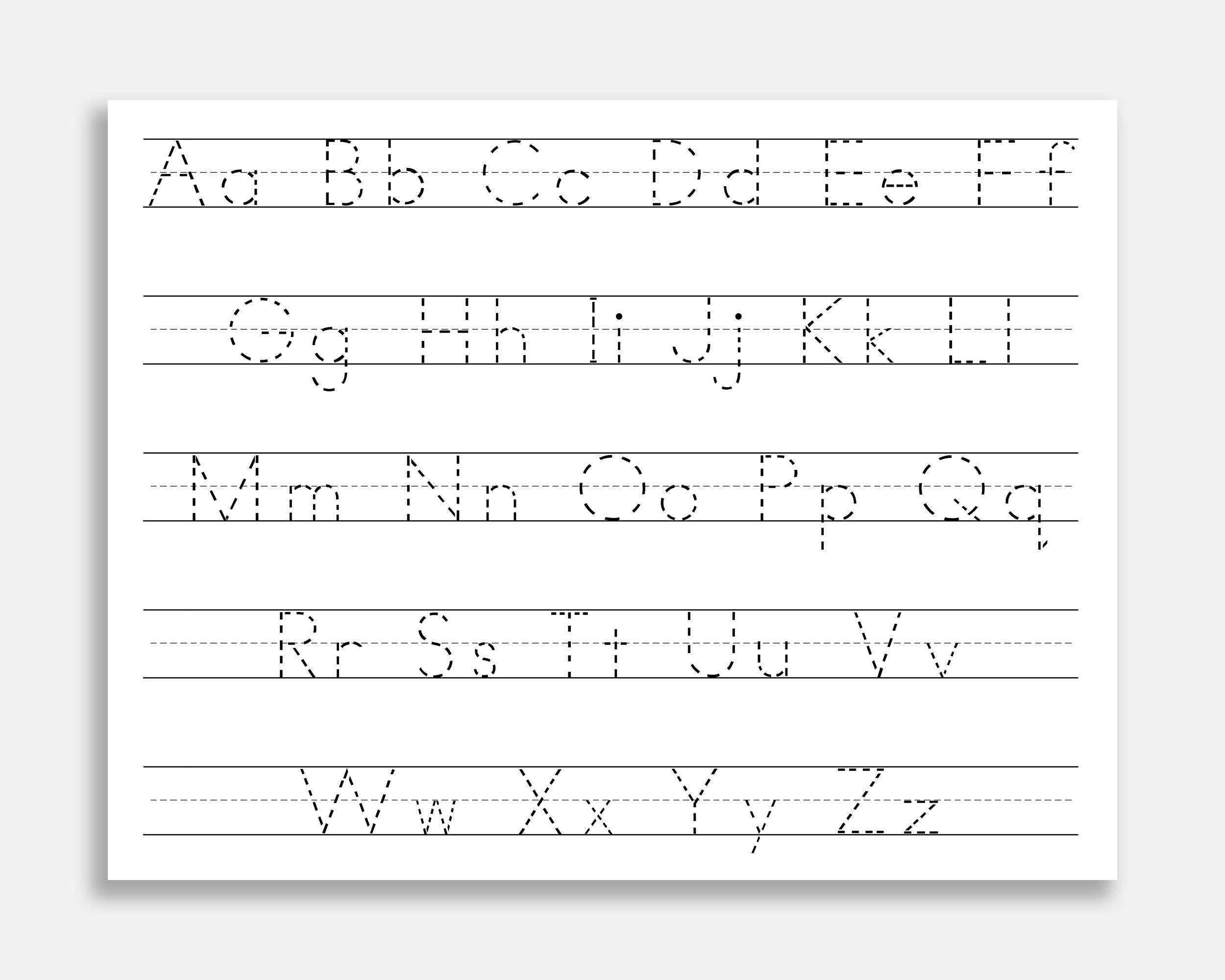 Alphabet Tracing Worksheet. Printable Trace the Alphabet. - Etsy