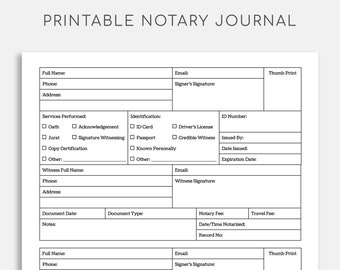 Notary Journal Pdf Download - Etsy