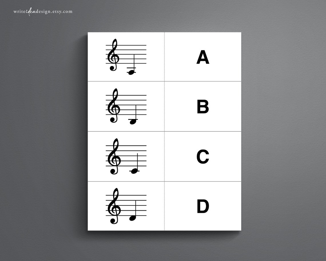 Printable Music Note Flash Cards. Treble Clef. Learning to - Etsy