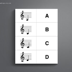 Printable Music Note Flash Cards. Treble Clef. Learning to - Etsy