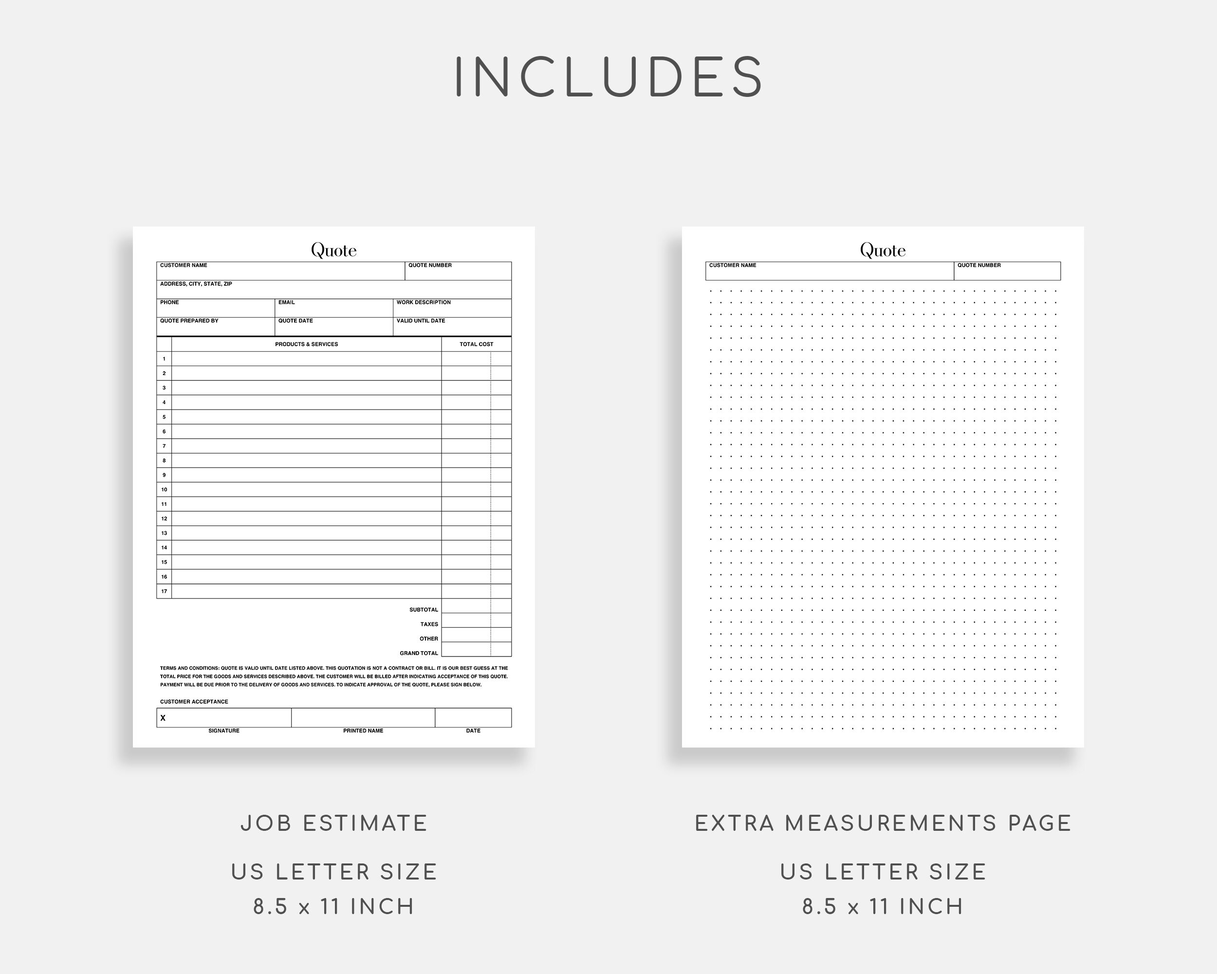 Printable Quote Template. Quote Form. Job Proposal Template. - Etsy Canada