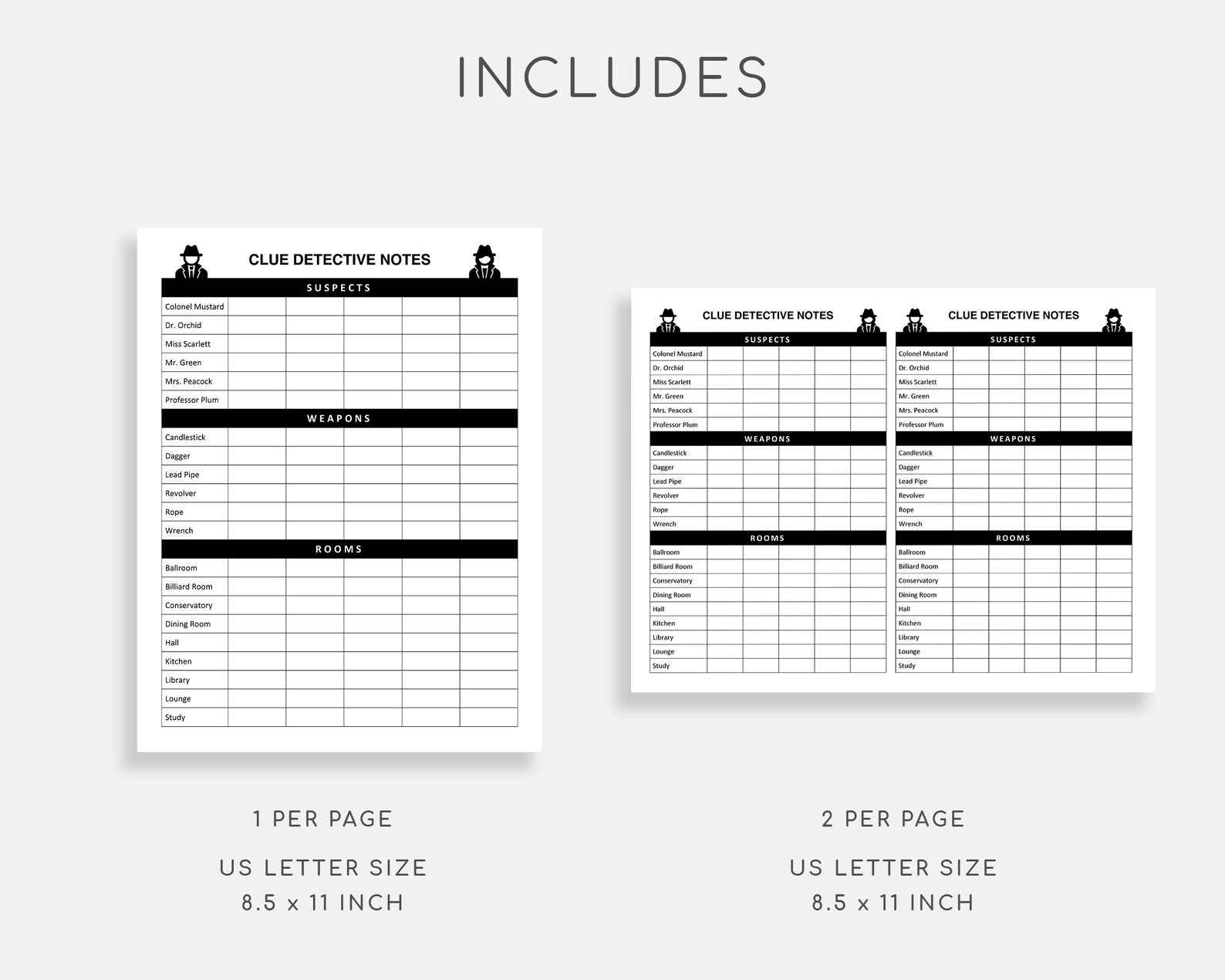 Clue Score Sheet. Printable Clue Score Pad. Clue Board Game - Etsy España