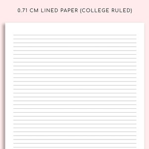 Printable Lined Paper. Wide Ruled Paper. College Ruled Paper. - Etsy