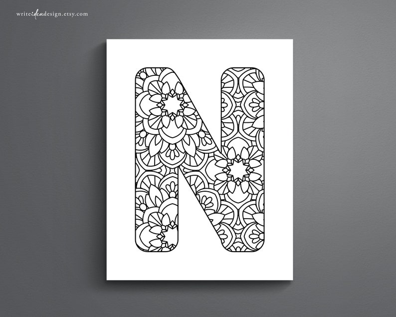 Mandala Alphabet Coloring Pages. Letter Coloring. Printable Letter ...