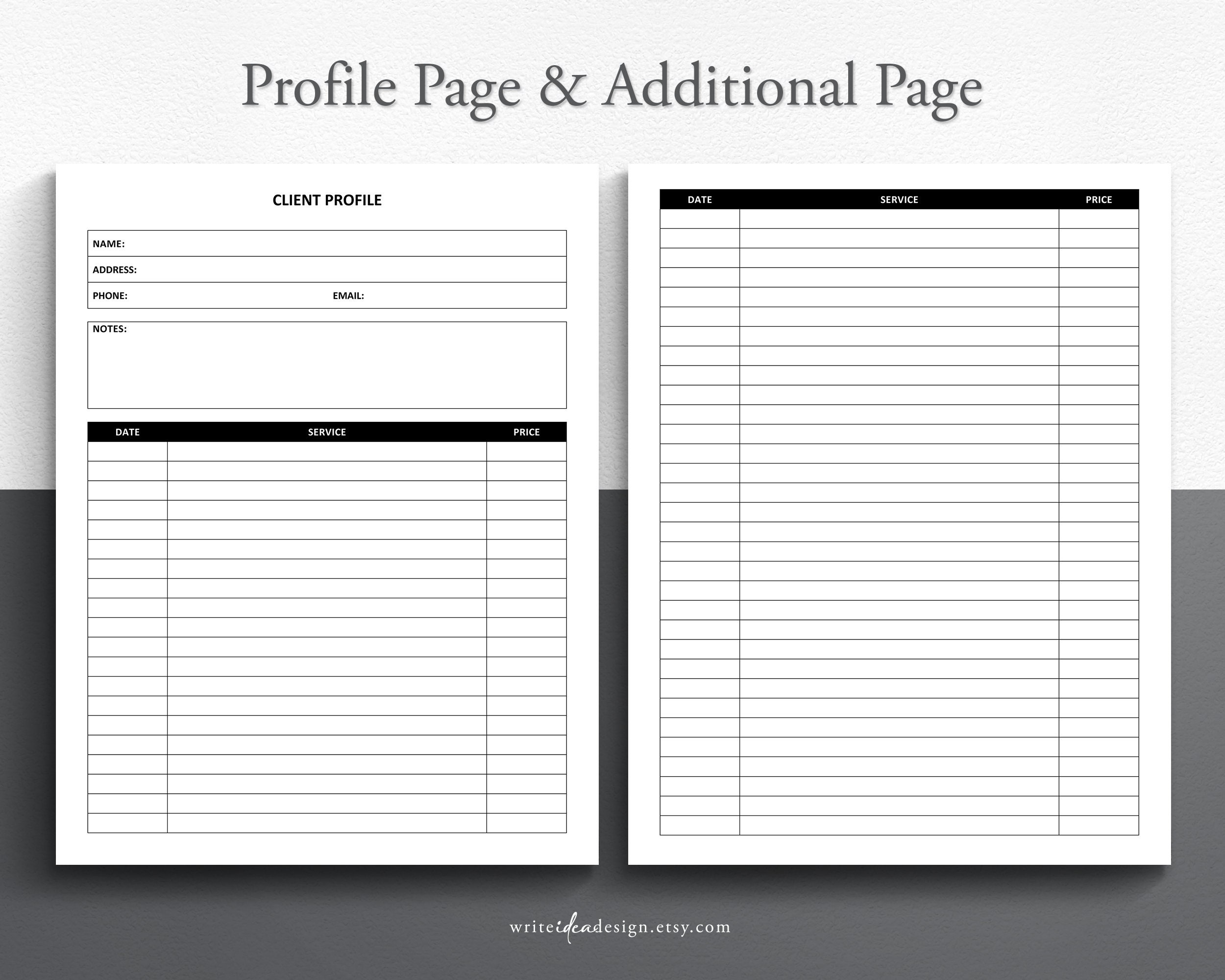 Client Profile. Customer Information Card. Client Profile - Etsy