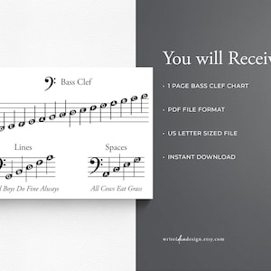 Printable Bass Clef Chart: Music Education (PDF Download) - Etsy