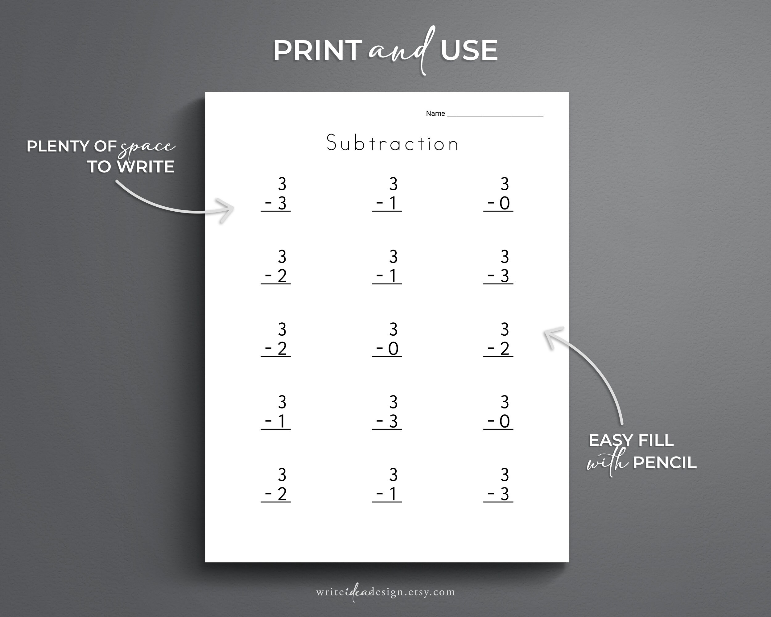 Subtraction Worksheets for 1-10. Math Worksheets. Preschool - Etsy