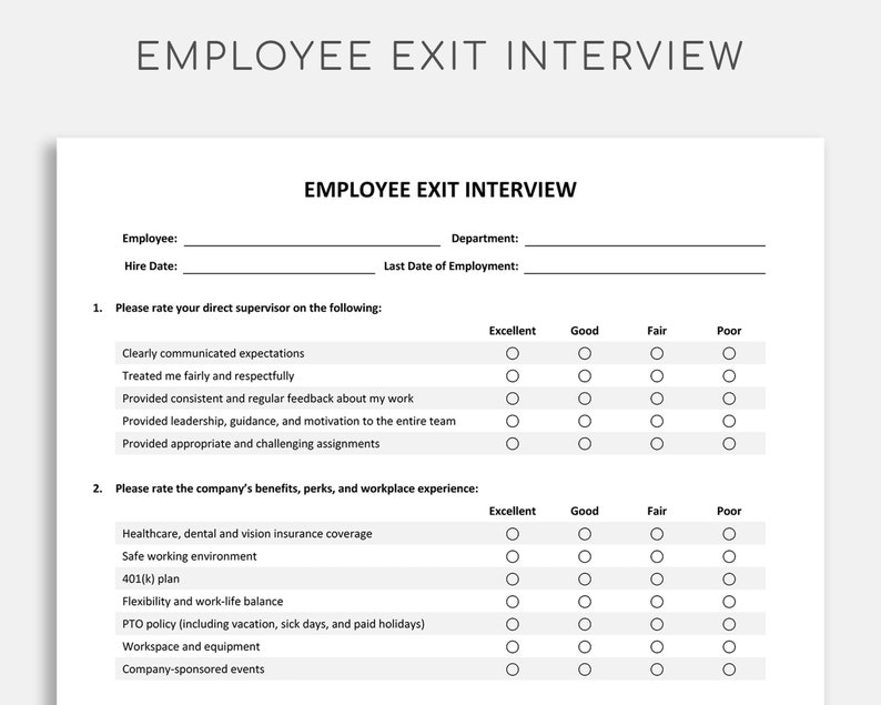 Employee Exit Interview for Google Docs/microsoft Word. - Etsy
