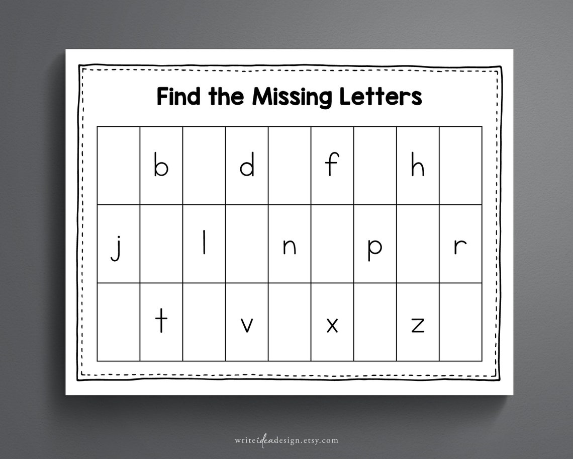 Alphabet Worksheet: Find the Missing Letter Activity (PDF) - Etsy