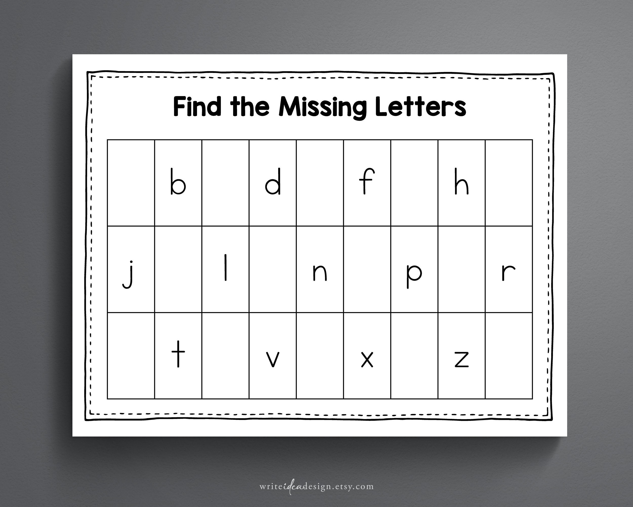 Learn the Alphabet Worksheet. Find the Missing Letter - Etsy