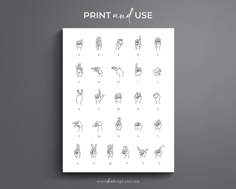 Printable Sign Language Sheet. ASL Alphabet Printable. - Etsy