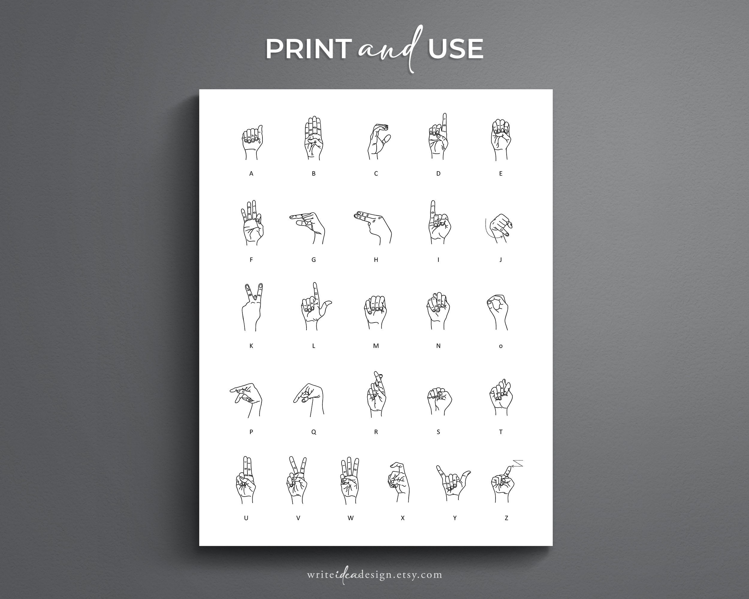 ASL Alphabet Printable | Sign Language Guide (digital Download) - Etsy