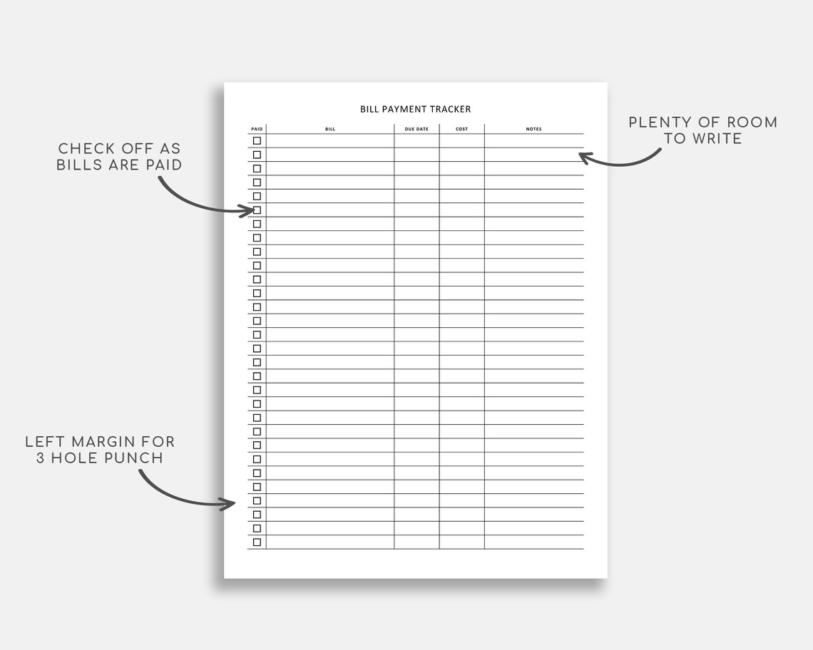 Monthly Bill Payment Tracker. Bill Organizer. Bill Payment - Etsy
