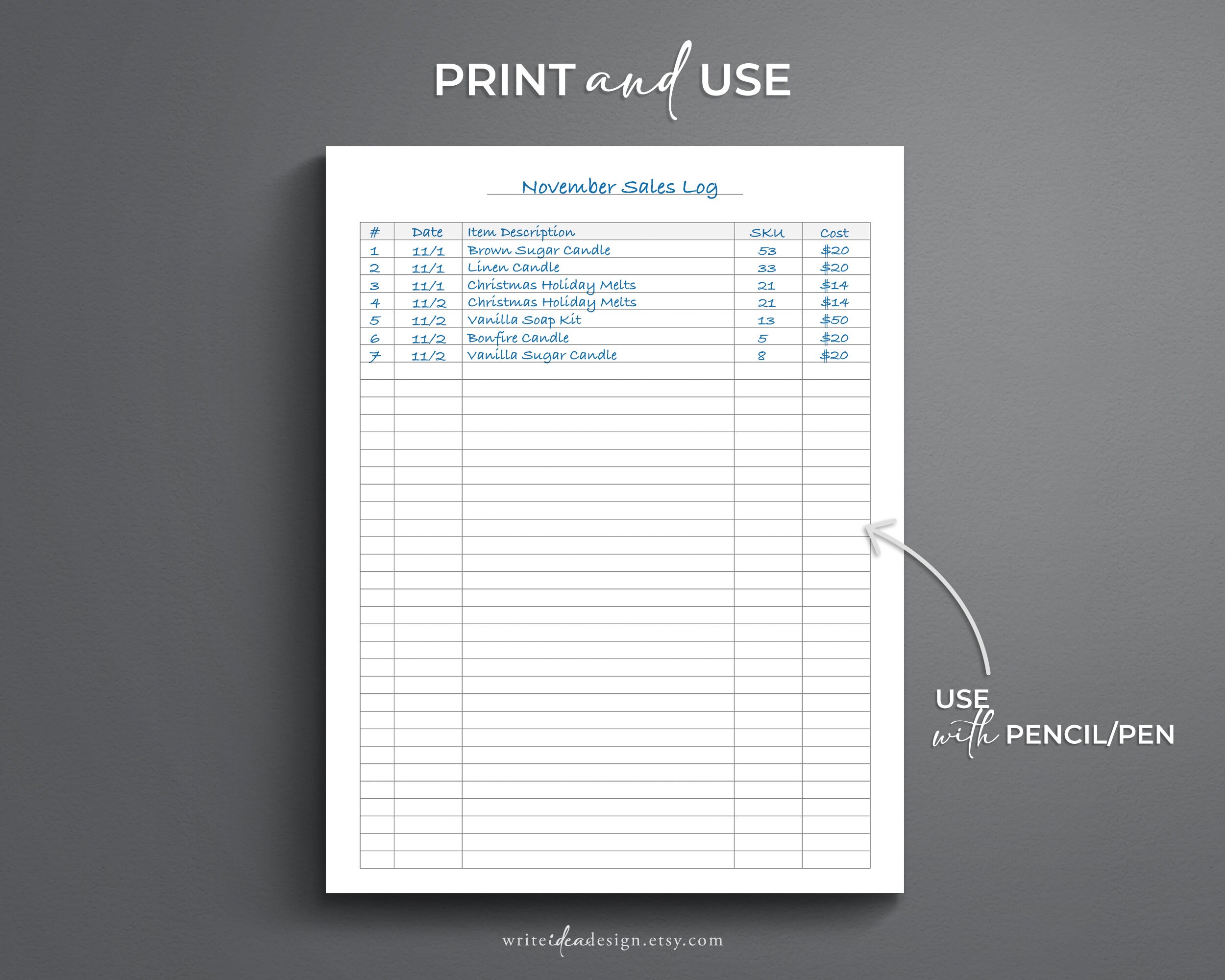 Printable Transaction Log With Customizable Columns (PDF) - Etsy