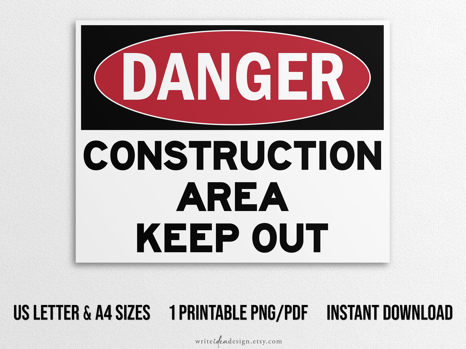 Printable Construction Area Keep Out Sign in US Letter and A4 - Etsy