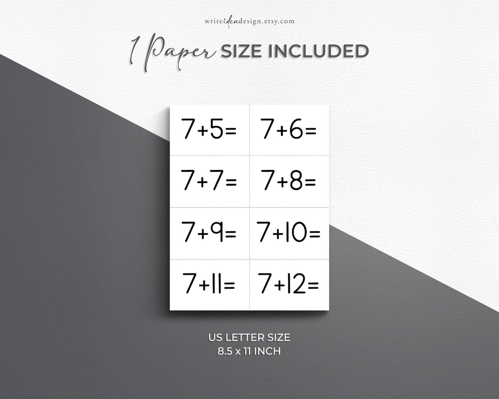 Printable Addition Flash Cards: Math Practice, Numbers 0-12 (PDF) - Etsy