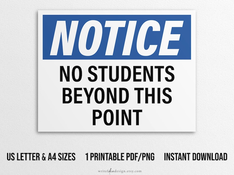 No Students Beyond This Point Sign: School Notice Printable (PDF & PNG ...