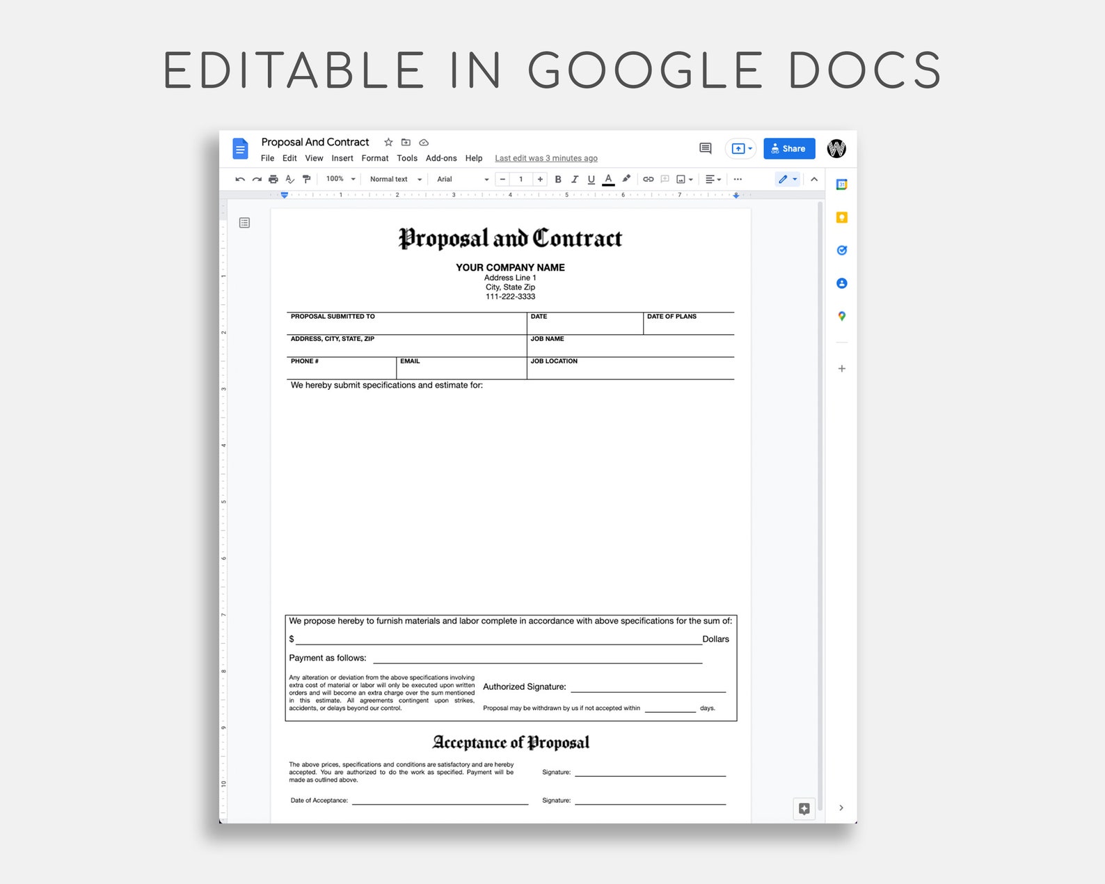 Contract Template. Pdf/google Docs/microsoft Word. Contract - Etsy