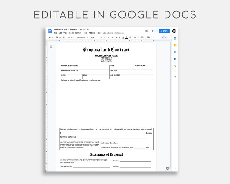 Contract Template. Pdf/google Docs/microsoft Word. Contract - Etsy
