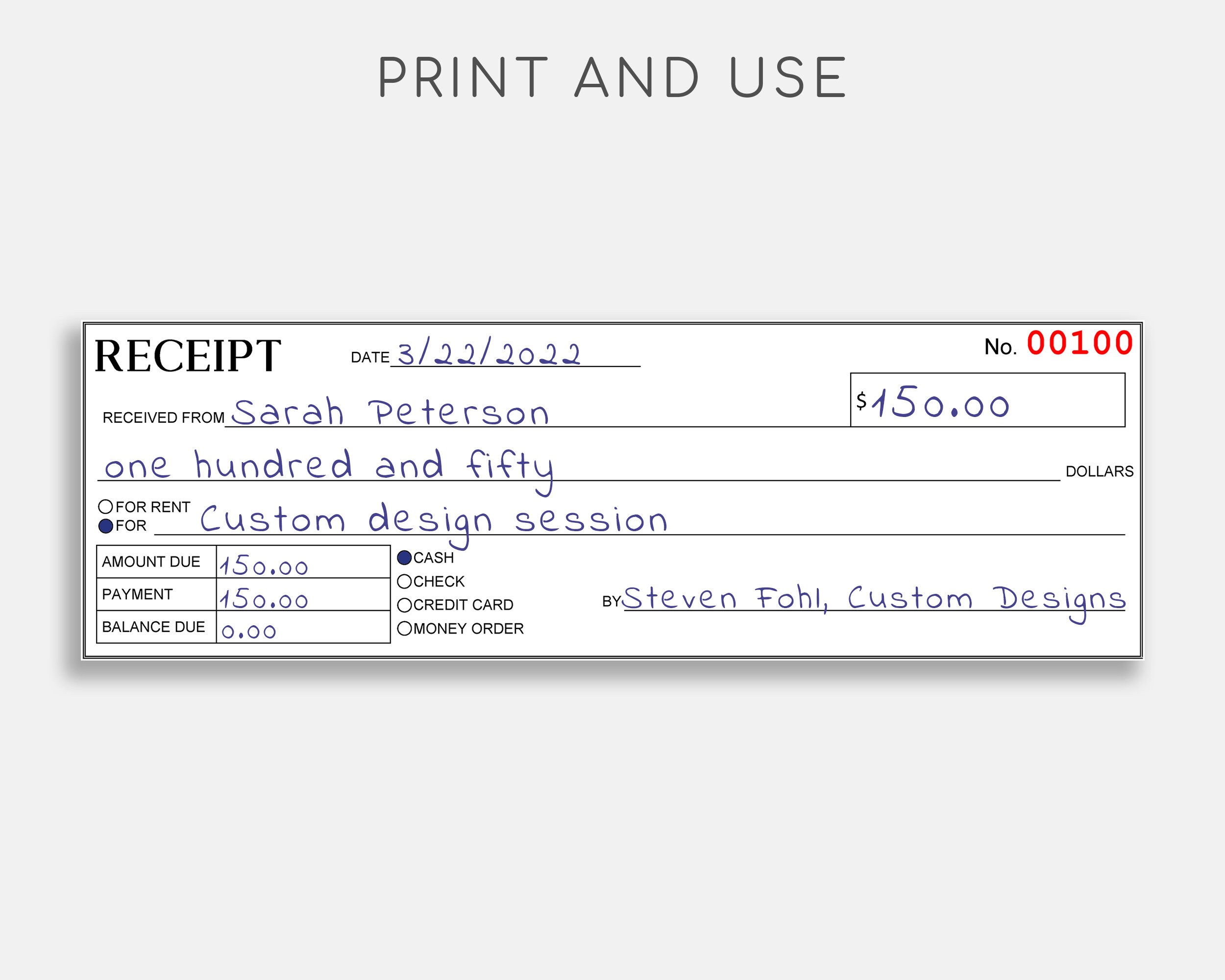 Money or Rent Receipt. Printable Receipt. Cash Receipt. Sales - Etsy UK