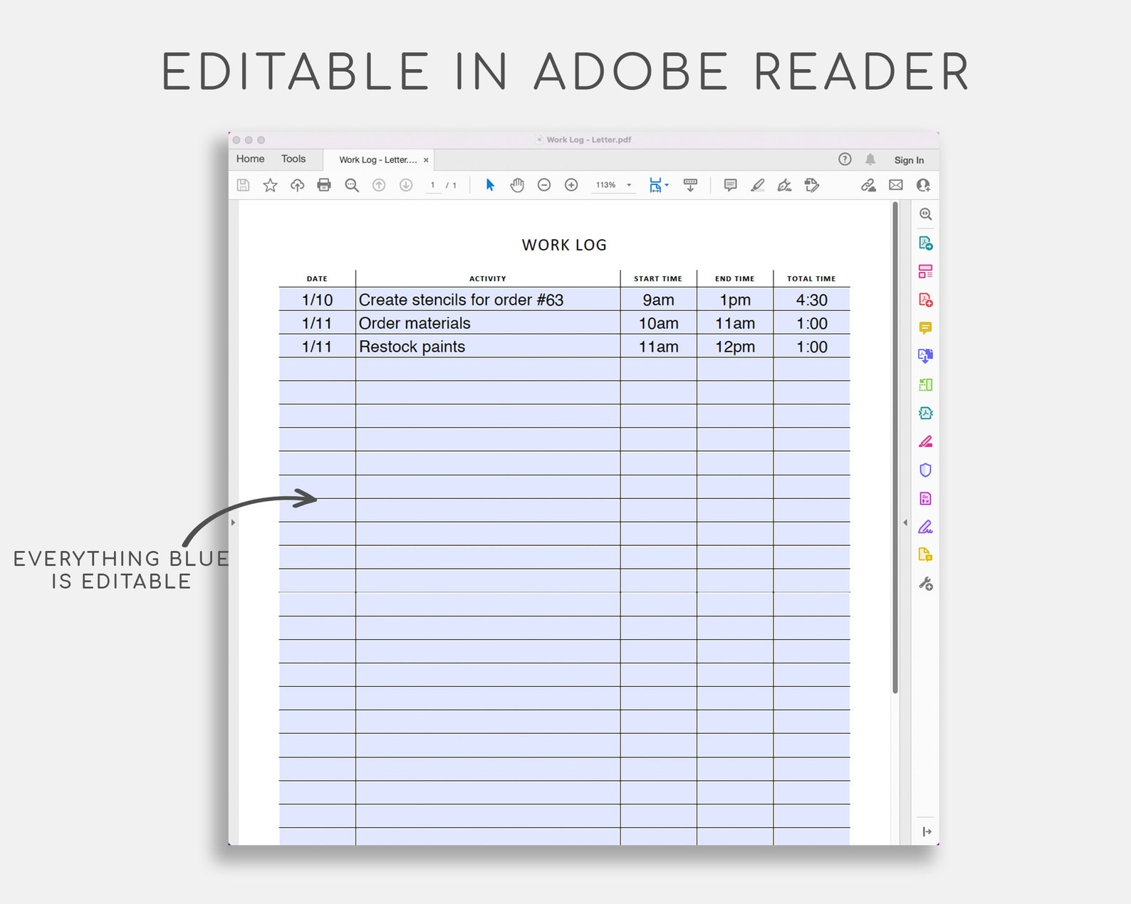 Work Log Printable. Time Log. Time Tracker. Working Hours Log. - Etsy