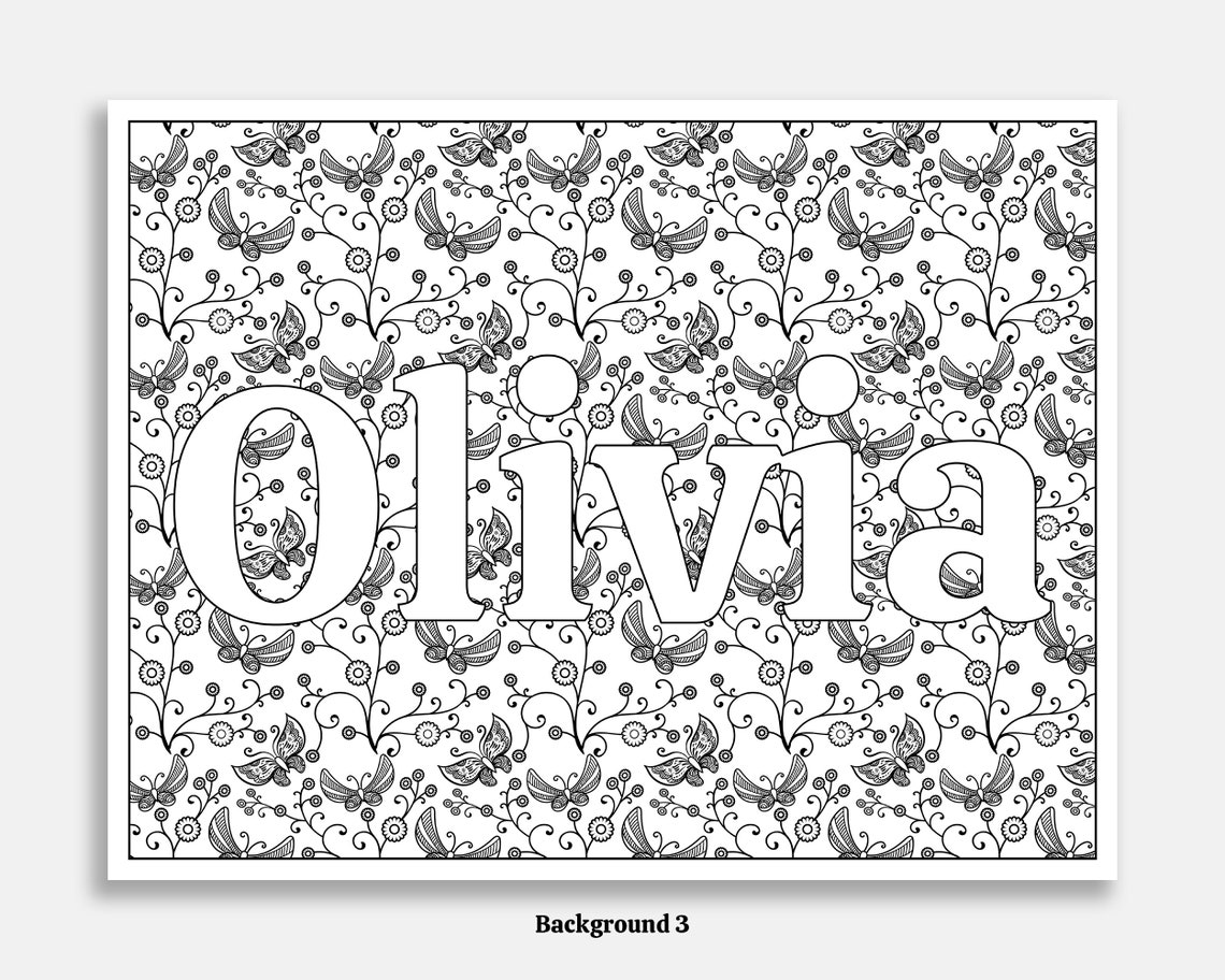 Custom Name Coloring Page. Custom Name Print. Custom Color - Etsy