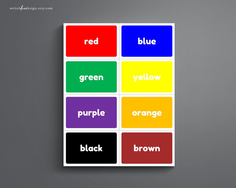 Printable Color Flash Cards. Printable Color Name Flash Cards. - Etsy