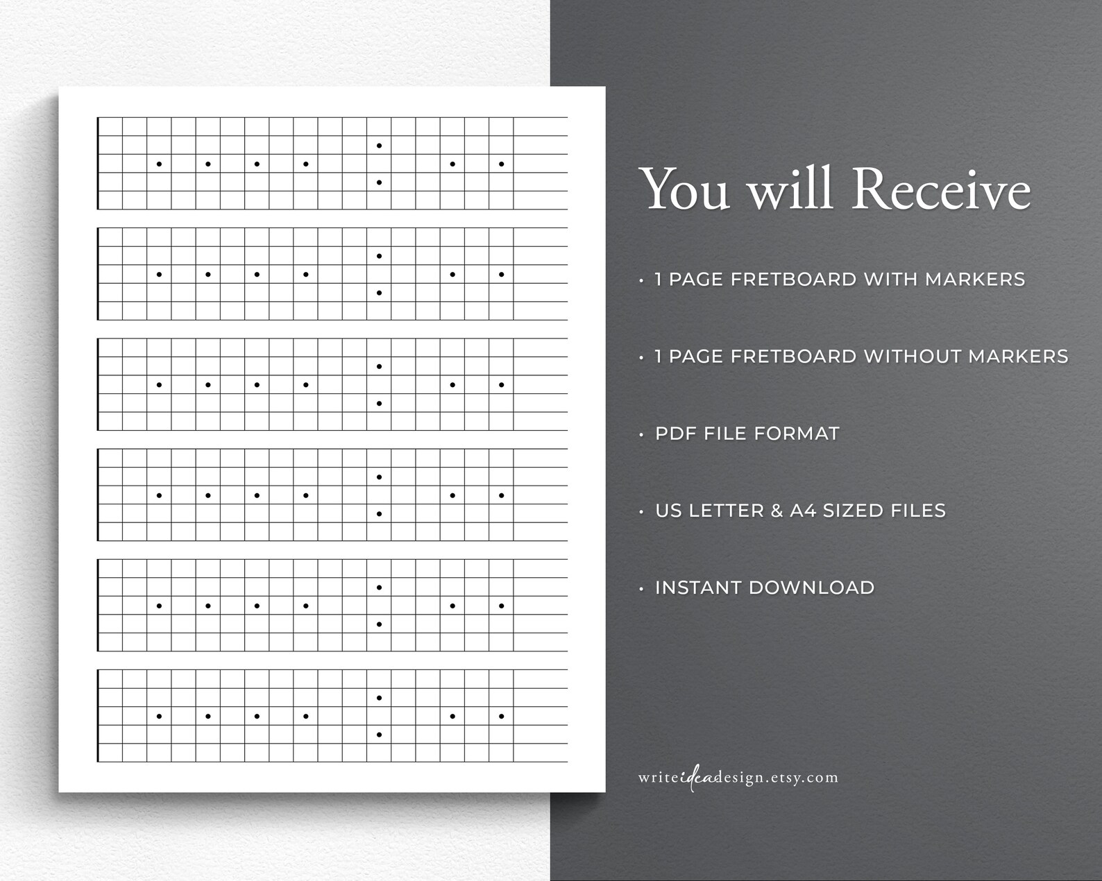 Printable Guitar Neck Diagram. Blank Guitar Fretboard. Blank - Etsy ...