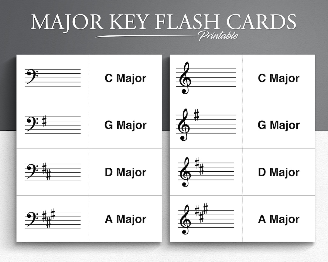 Printable Major Key Signature Flash Cards bass and (Download Now) - Etsy Printable Major Key Signature Flash Cards bass and (Download Now) - Etsy