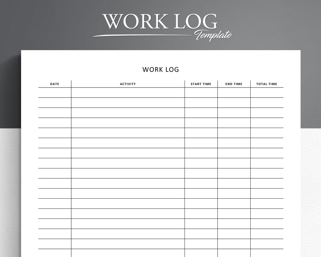 Work Log Printable. Time Log. Time Tracker. Working Hours Log. Activity ...