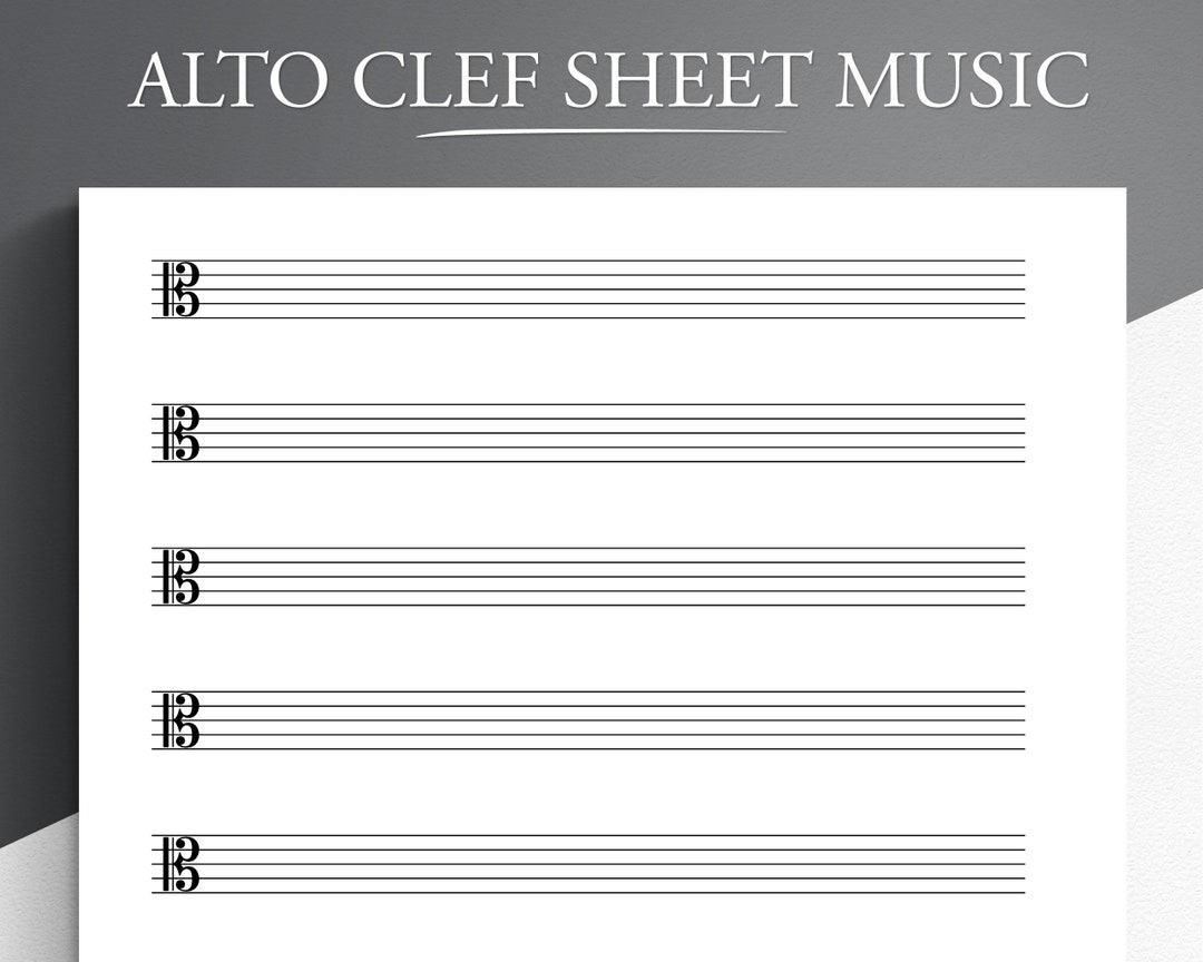Printable Alto Clef Sheet Music for Letter/a4. Blank (Instant Download ...