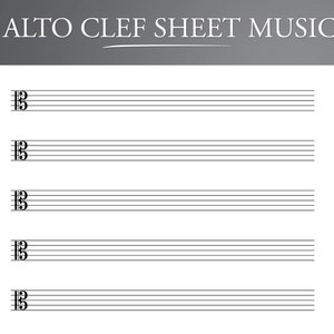 Printable Alto Clef Sheet Music for Letter/a4. Blank (Instant Download ...
