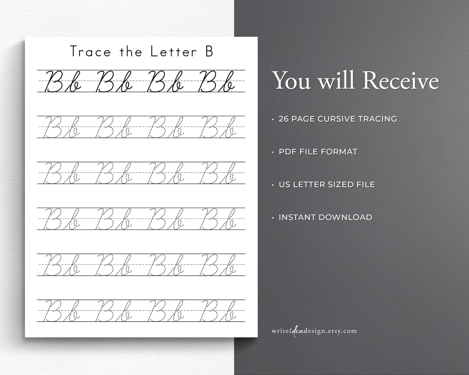 Cursive Letter Tracing. Cursive Handwriting Practice. Learn - Etsy