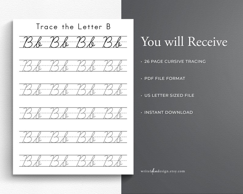 Cursive Letter Tracing. Cursive Handwriting Practice. Learn - Etsy