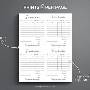 Printable Invoice. 4 per Page Invoice Form. Simple Invoice. Small ...