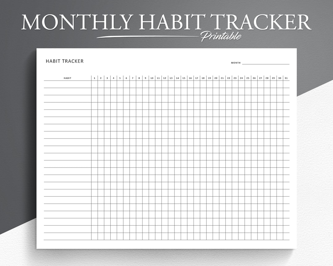 Monthly Habit Tracker. Habit Log. Monthly Checklist. Habit Chart ...