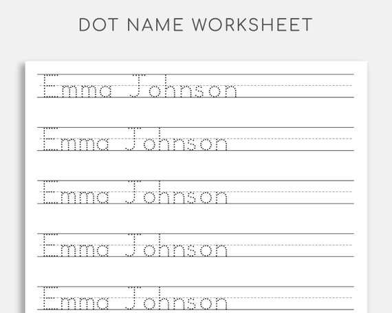 Dot Name Tracing Sheet. Dot Name Writing. Dot Name Paper Name - Etsy