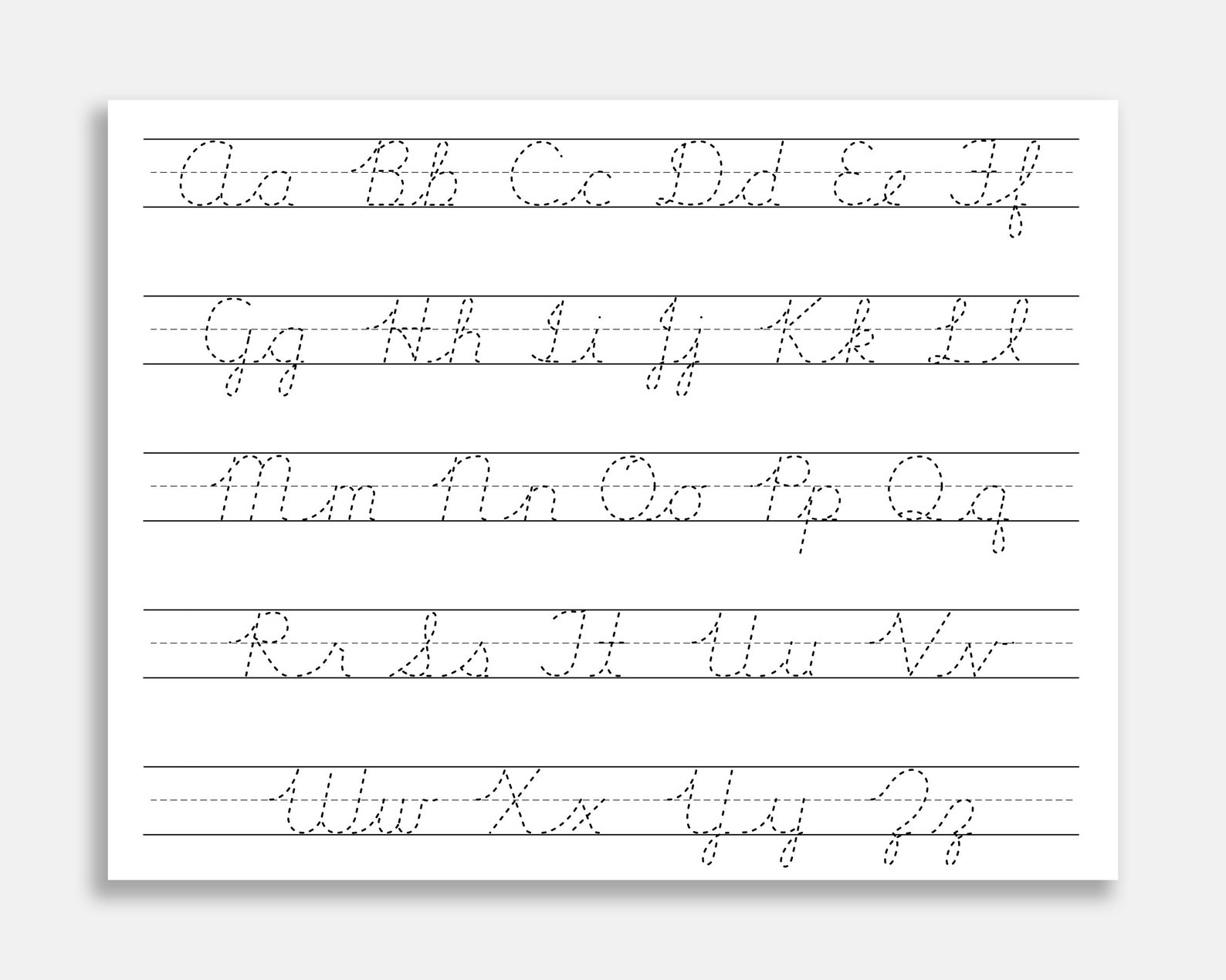 Cursive Alphabet Tracing Worksheet Printable Trace The Etsy Canada