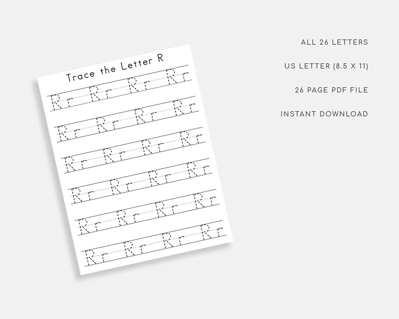 Alphabet Tracing. 26 Printable Trace the Alphabet. Handwriting - Etsy