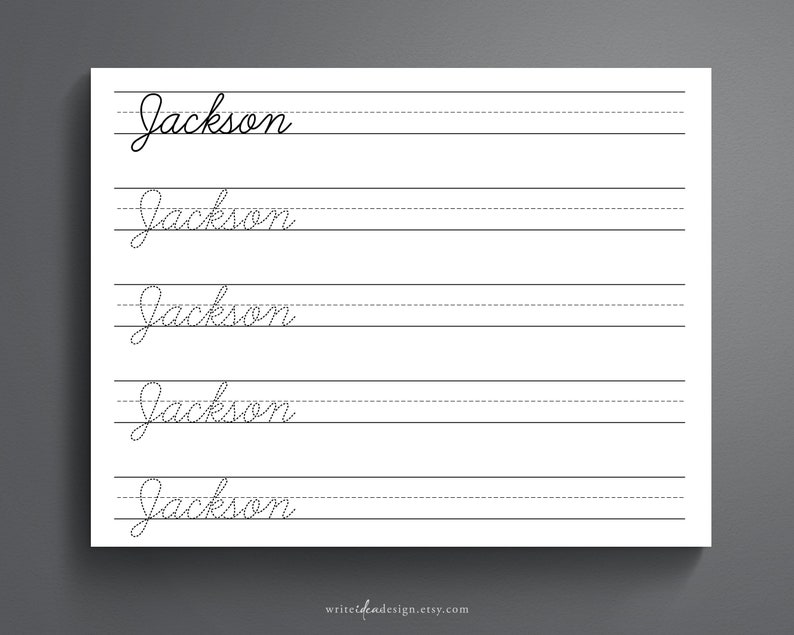 Personalized Cursive Name Tracing Sheet. Cursive Name Writing. - Etsy Personalized Cursive Name Tracing Sheet. Cursive Name Writing. - Etsy