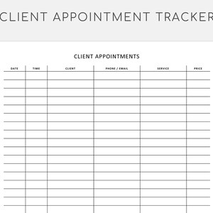 Client Appointment Tracker. Printable Appointment Log. - Etsy